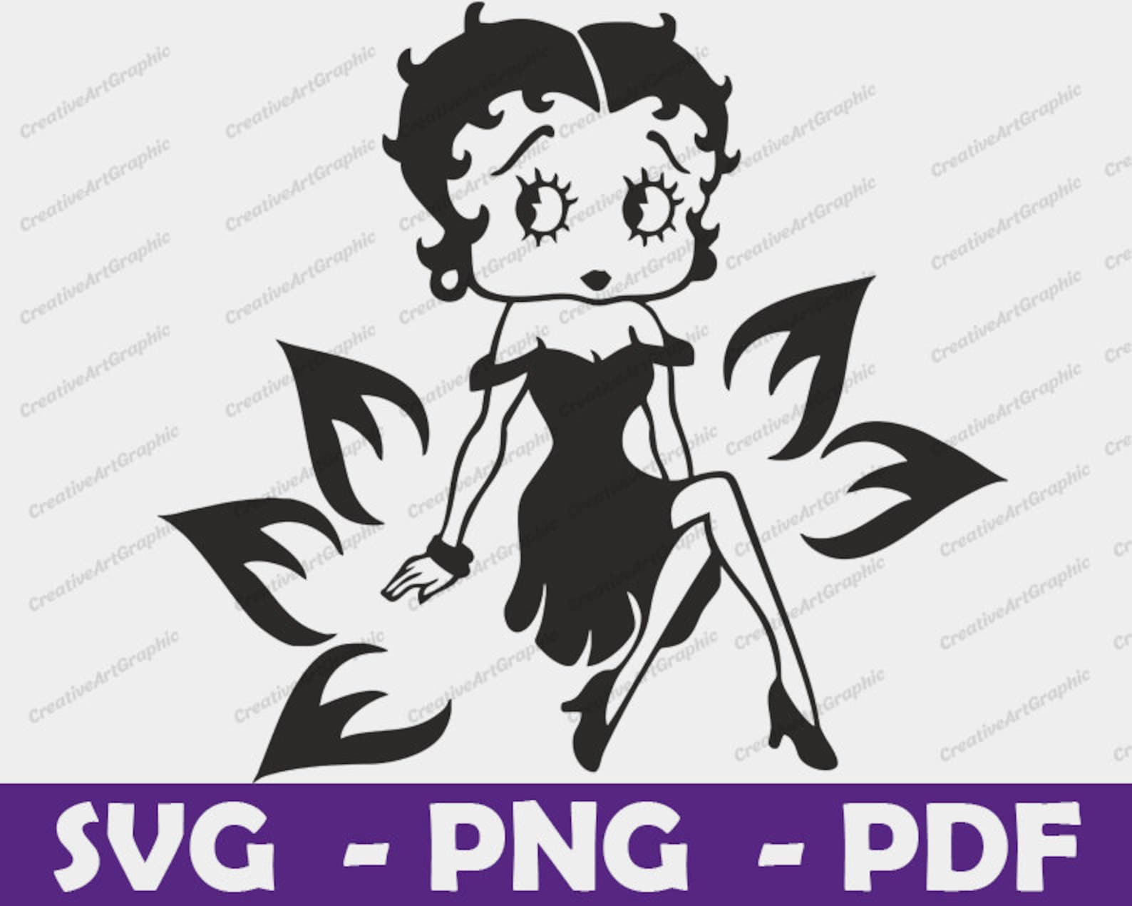 Betty Boop SVG, Betty Boop Vector, Betty Boop Silhouette SVG, Betty ...