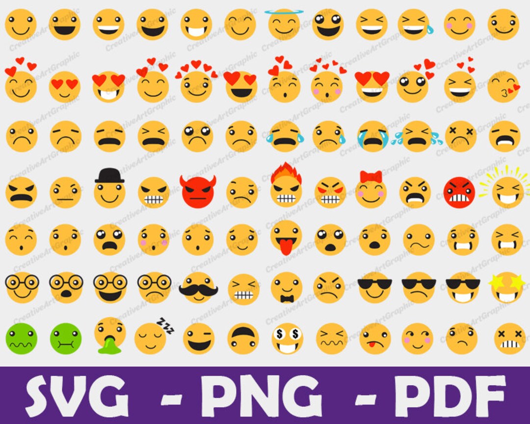 Emoji svg emoji png emoji clipart 84 emojis svg smiley - Etsy México