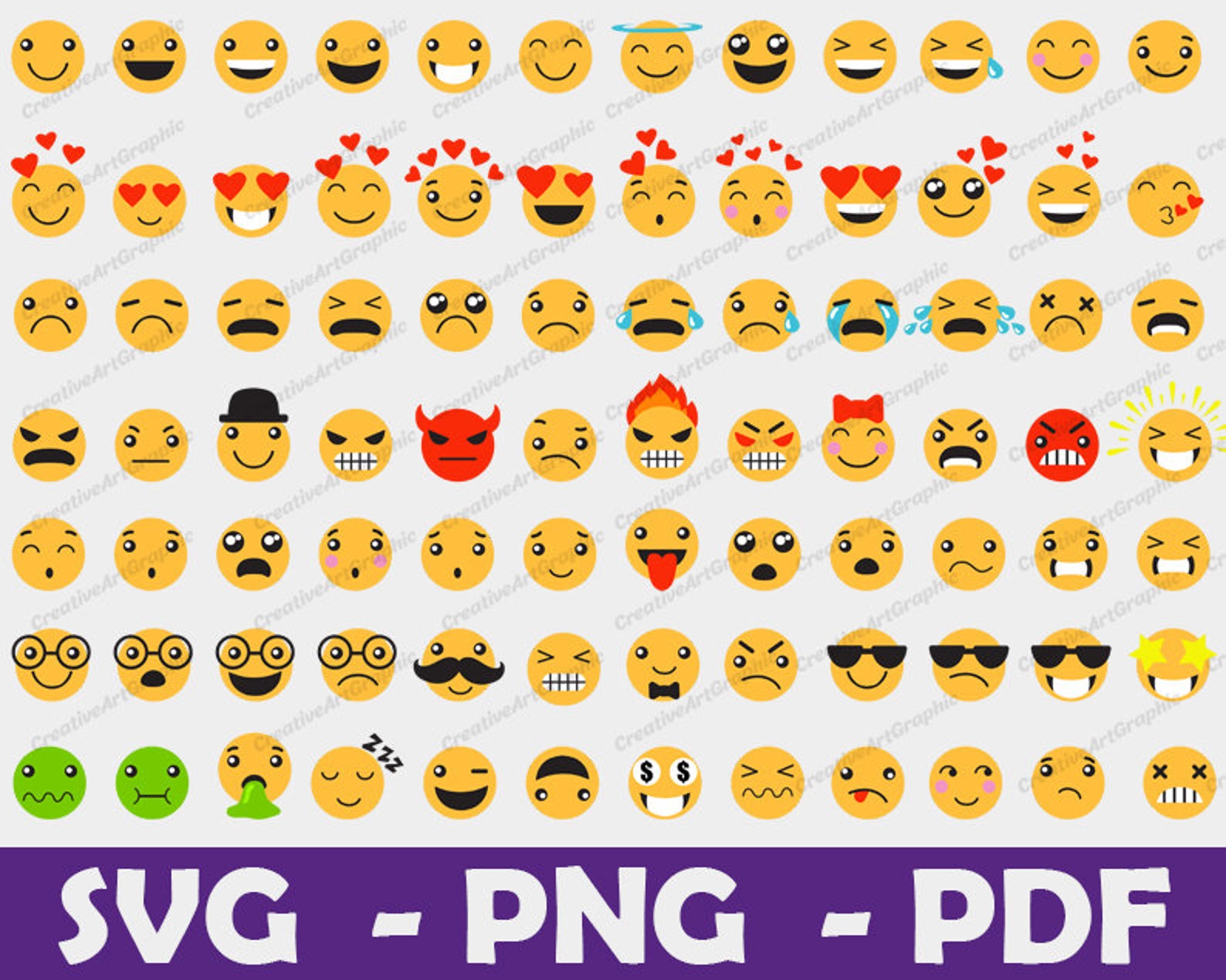 Emoji Svg Emoji Png Emoji Clipart 84 Emojis Svg Smiley - Etsy