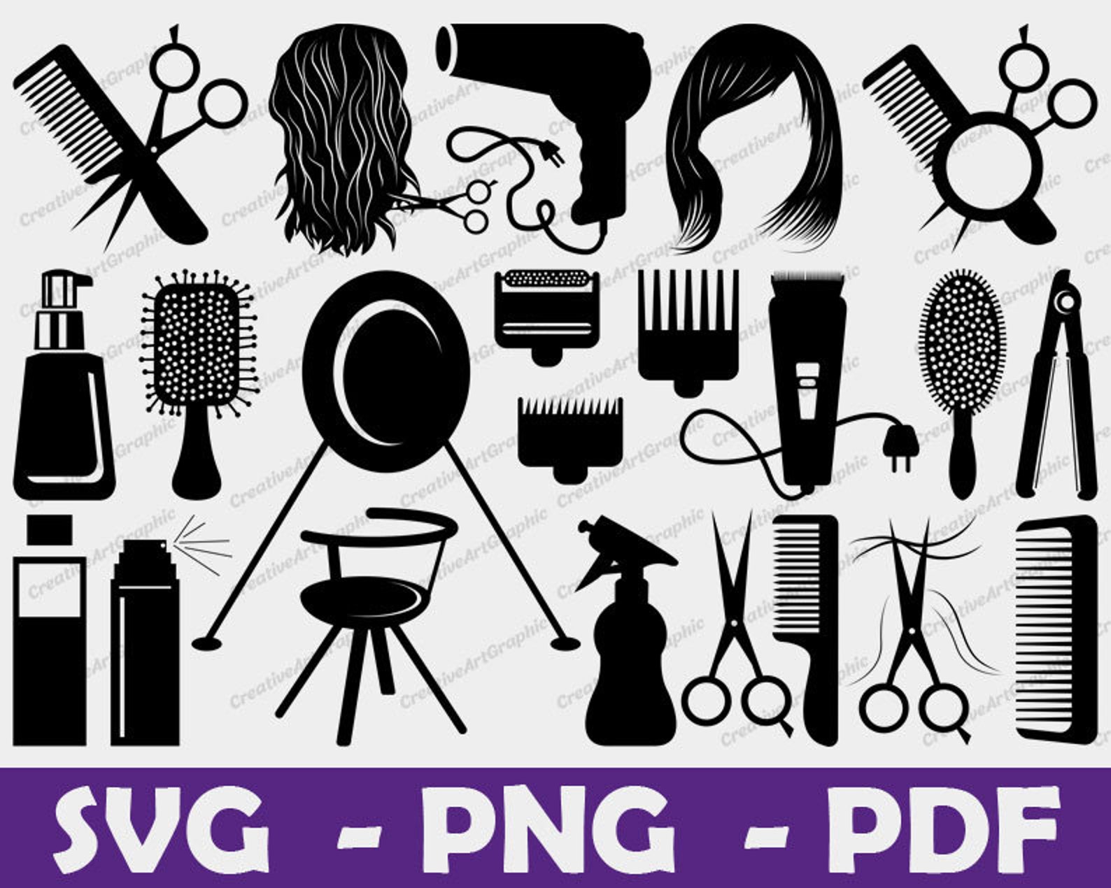 Hair Salon SVG Cut Files, Hair Comb SVG, Barber Svg, Hairstyle Svg ...