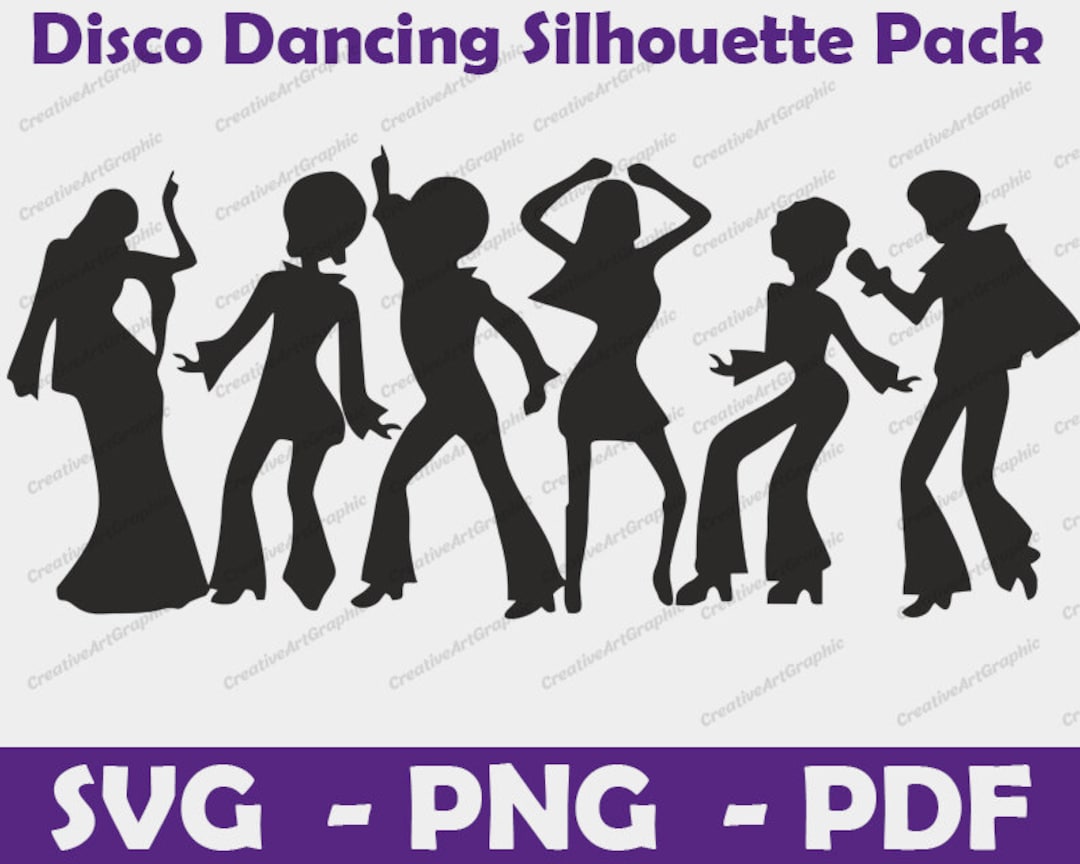 Disco Dancing Svg Silhouette Pack 6 Designs | Digital Download | Disco ...