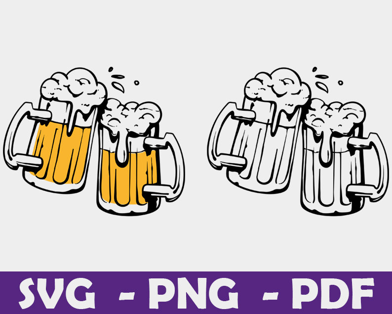 Beer Mugs SVG, Beer Mugs Cheers Stencil, Beer Mug Silhouette, Laser Cut ...