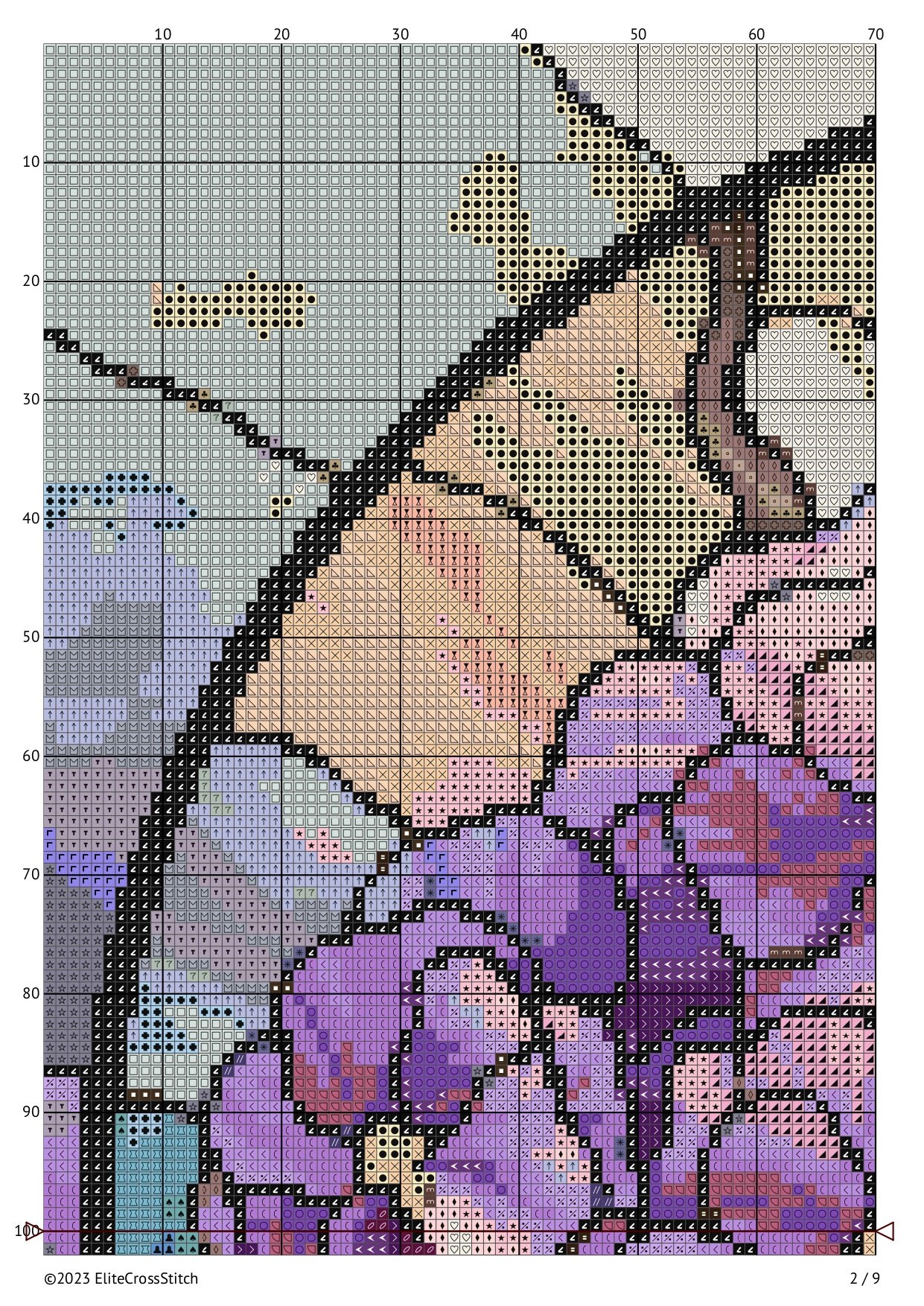 Stained Glass February Birth Month Flower Violets Cross Stitch Pattern 200 X 200 PDF Instant ...