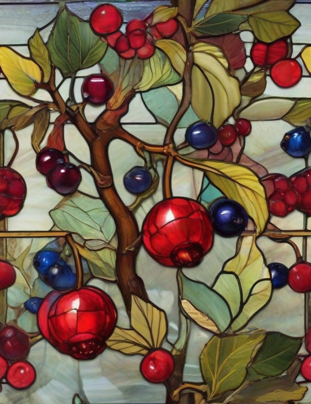 Stained Glass Berries Cross Stitch Pattern 154 X 200 PDF - Etsy