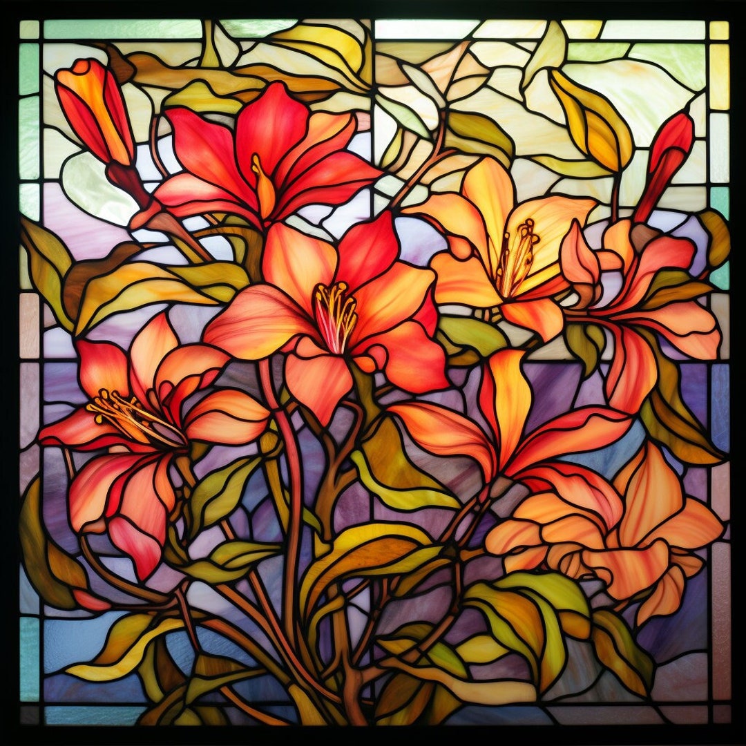 Stained Glass June Birth Month Flower Honeysuckles Cross Stitch Pattern ...