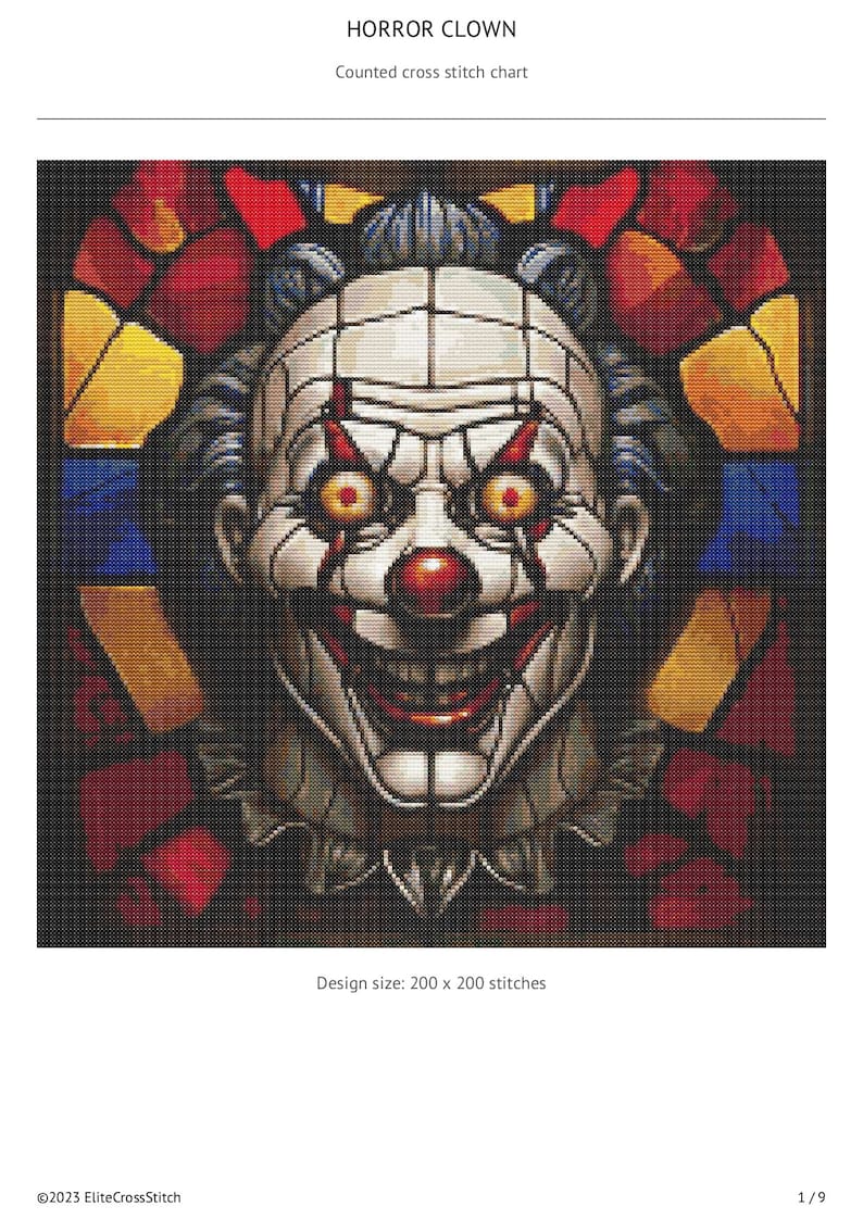 Stained Glass Horror Clown Cross Stitch Pattern 2 PDF Instant - Etsy