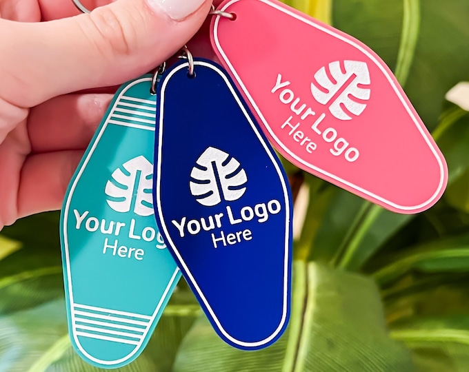 Custom Text or Logo Keychain, Retro Motel Keychain, Bulk Personalized ...