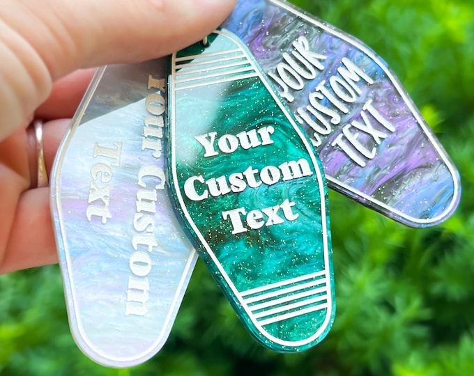 Custom Text Retro Motel Keychain, Couple Keychains, Cute Personalized ...