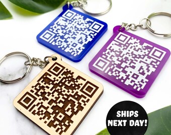Qr Code Keychain - Etsy