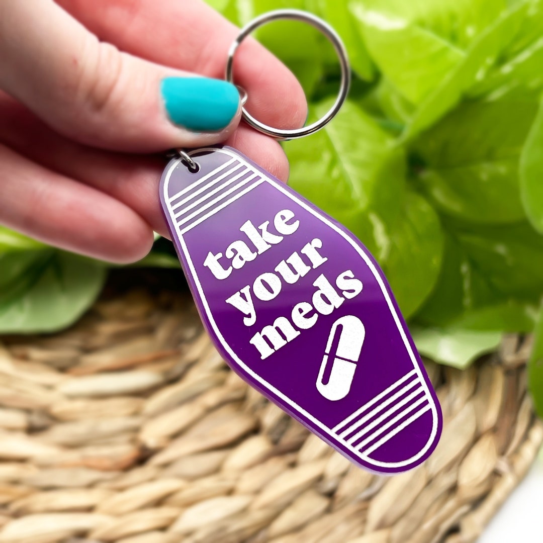 Cute Medication Retro Motel Keychain, Take Your Meds Gift for Her Him ...