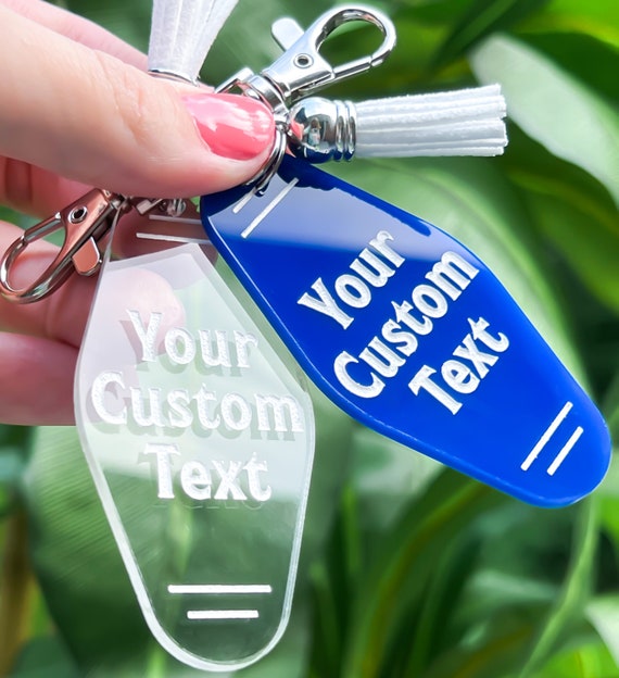 Custom Text Keychain Retro Motel Keychain Bulk Personalized - Etsy