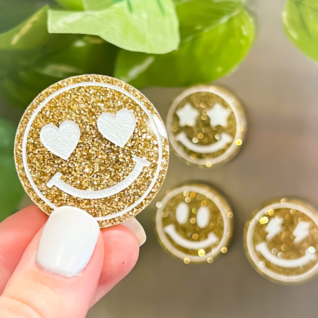 Smiley Face Fridge Magnet PACK OF 4, Sparkle Kitchen Refrigerator ...
