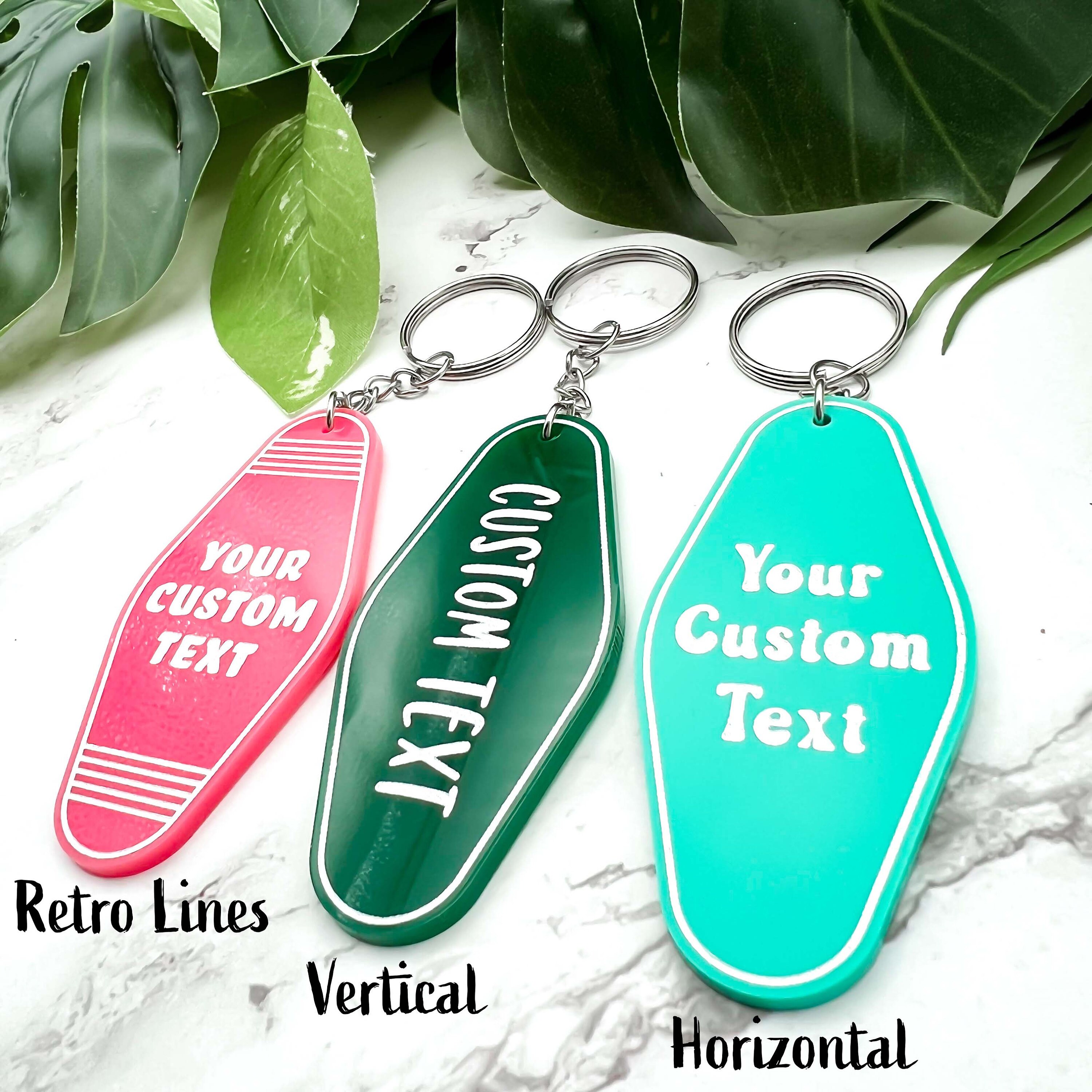 Custom Text or Logo Keychain Retro Motel Keychain Bulk - Etsy