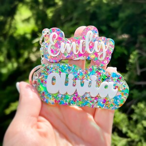 Personalized Name Keychain, Cute Confetti Acrylic Keyring, Backpack ...