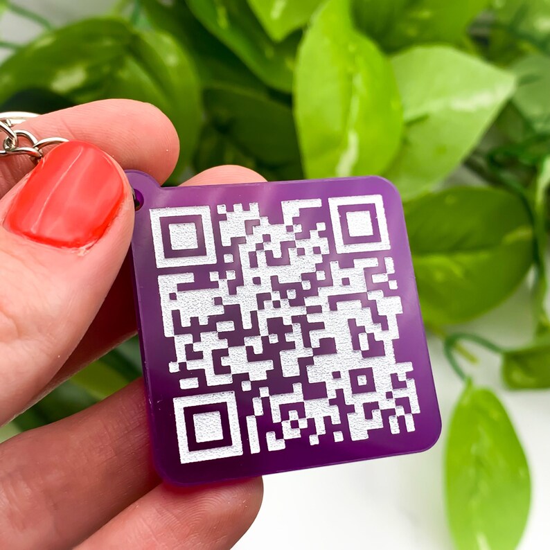 Custom Engraved QR Code Keychain Website Business Card - Etsy