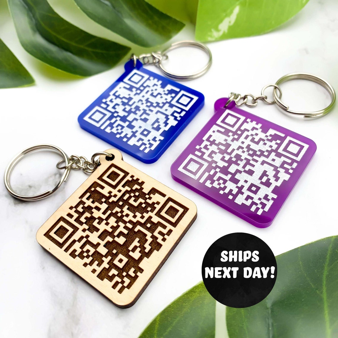 Custom Engraved QR Code Keychain Website Business Card - Etsy