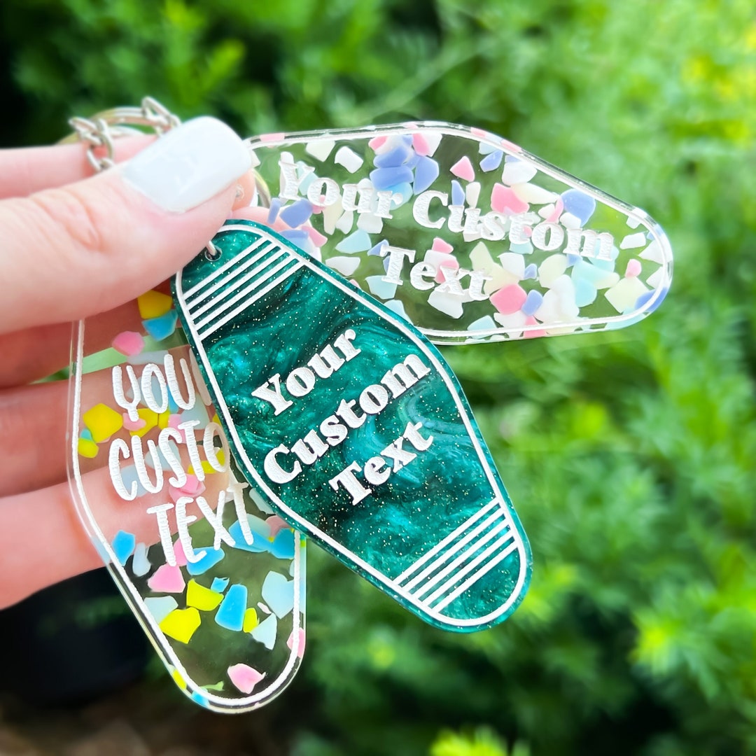 Personalized Retro Keychains, Text or Logo Small Business Gifts, Motel ...