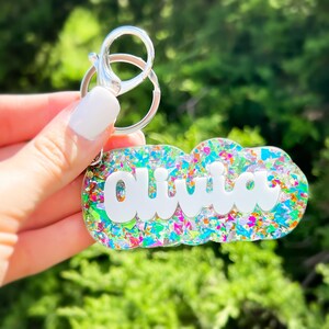 Personalized Name Keychain, Cute Confetti Acrylic Keyring, Backpack ...