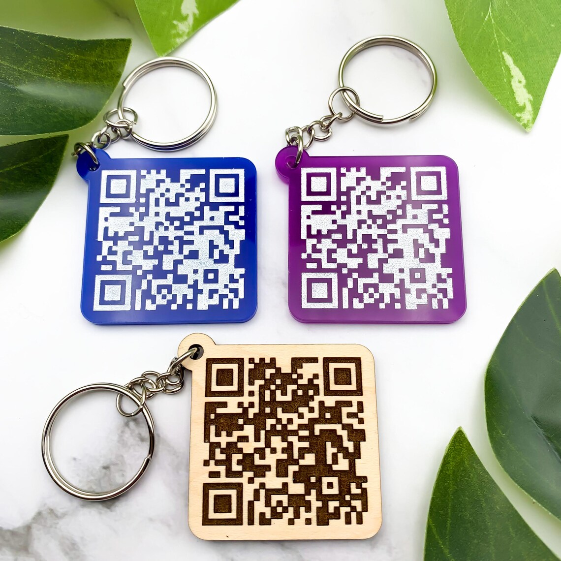 Custom Engraved QR Code Keychain Website Business Card - Etsy