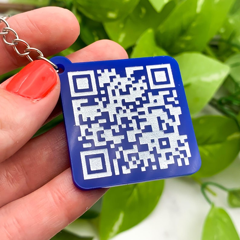 Custom Engraved QR Code Keychain Website Business Card - Etsy