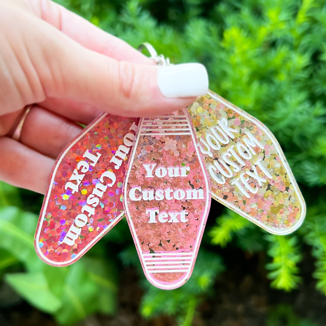 Custom Text Retro Motel Keychain, Couple Keychains, Cute Personalized ...