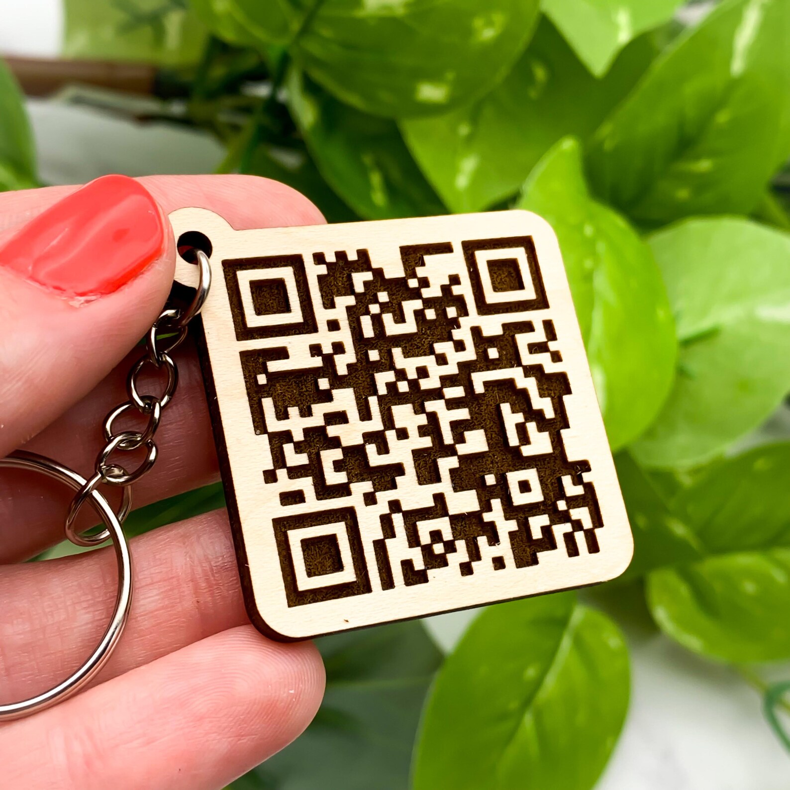 Custom Engraved QR Code Keychain Website Business Card - Etsy