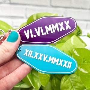 Roman Numerals Keychain, Custom Personalized Date, Honeymoon Couple ...