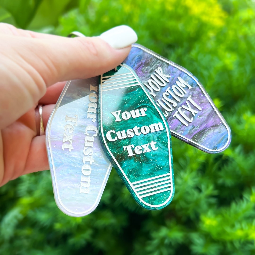 Custom Text Retro Motel Keychain, Couple Keychains, Cute Personalized ...
