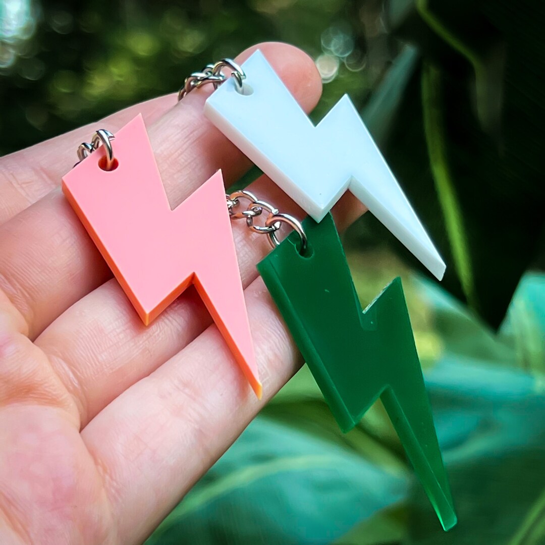 Lightning Bolt Keychain, Cute Retro Gift Keyring, Hippie Charm, Best ...