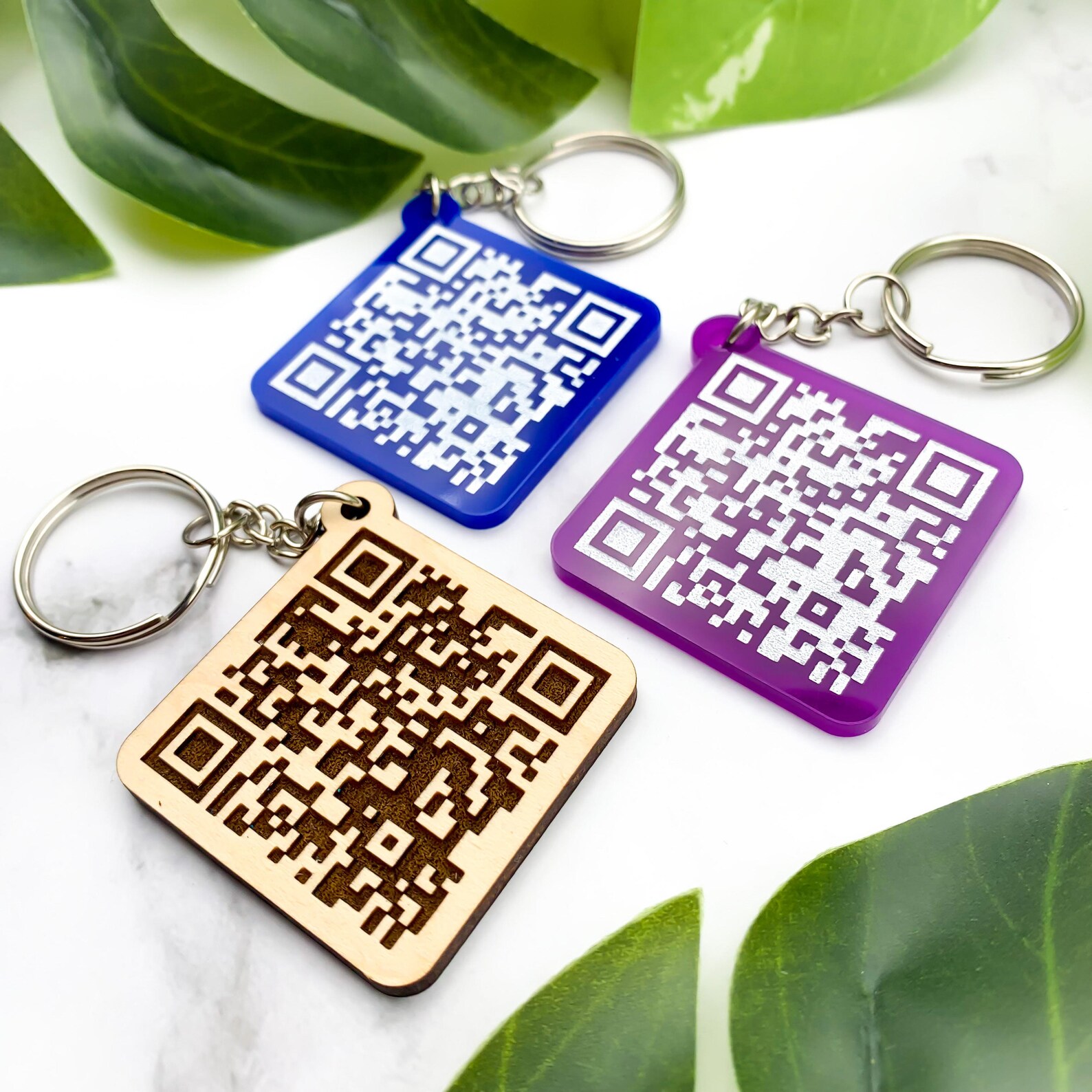 Custom Engraved QR Code Keychain Website Business Card - Etsy