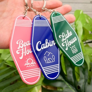 Vacation House Motel Keychain, Beach Lake Cabin, Retro Vintage Acrylic ...