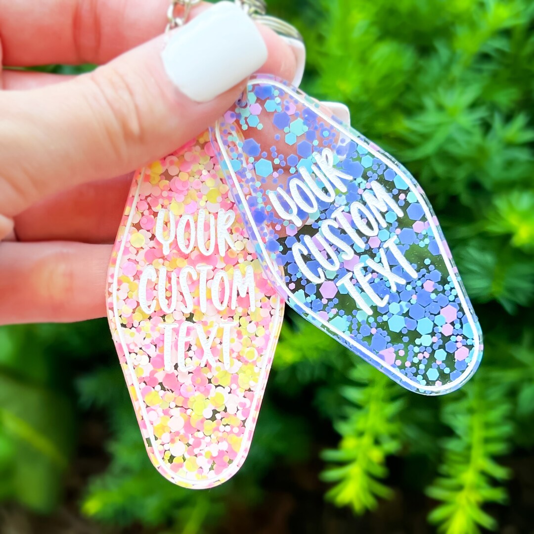 Custom Text Retro Motel Keychain, Couple Keychains, Cute Personalized ...