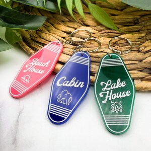 Vacation House Motel Keychain, Beach Lake Cabin, Retro Vintage Acrylic ...