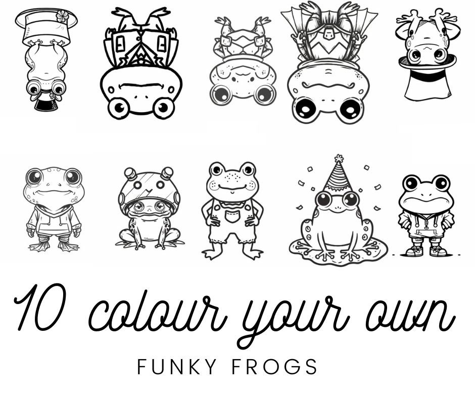 10x Frog Drawing Sheets Digital Download Sheets Perfect for Kids - Etsy