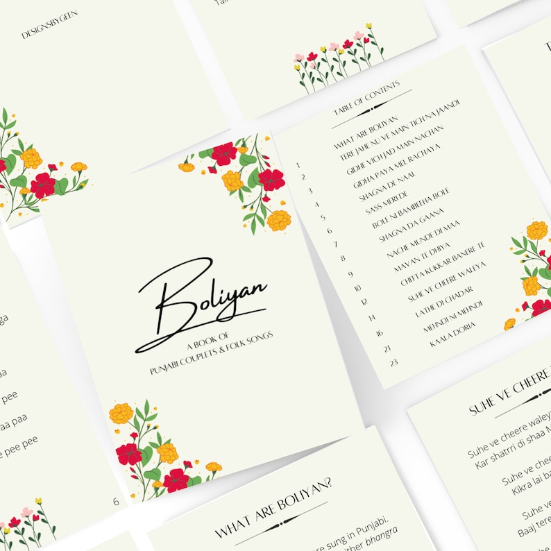 Boliyan Book | Punjabi Traditional Wedding Songs | Ladies Sangeet - Etsy