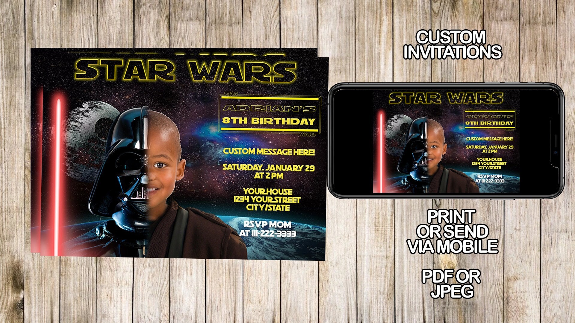 Star Wars Invitations, Star Wars Birthday Invites, Star Wars Movie ...