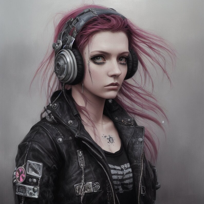 Punk Rock Girl Instant Download Portrait Emo Girl Wearing Leather ...