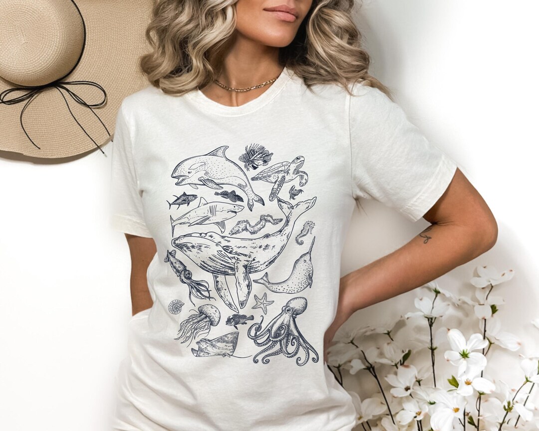 Vintage Ocean Life T-Shirt | T-Shirt mit Unterwasser-Welt | Sea Life ...