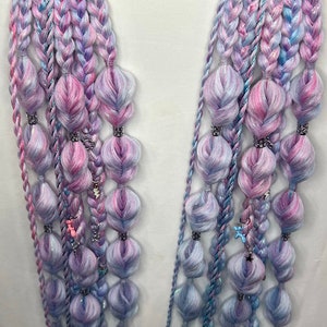 PAIR of Braided Ponytails, Balloon Dog Cotton Candy Festival Hair, Pink ...