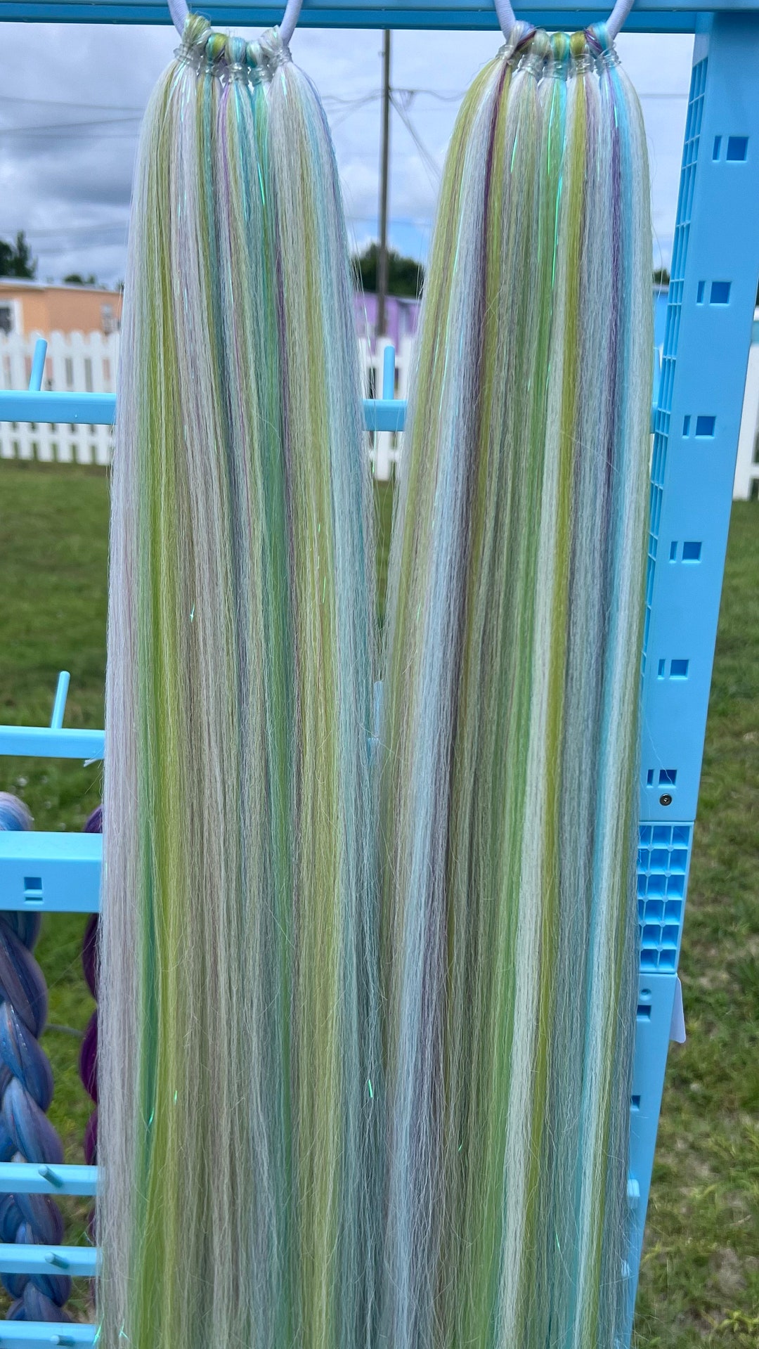 Set of 2 Tie in Festival Hair Mix Unbraided Rave Ponytail Pre-mixed ...