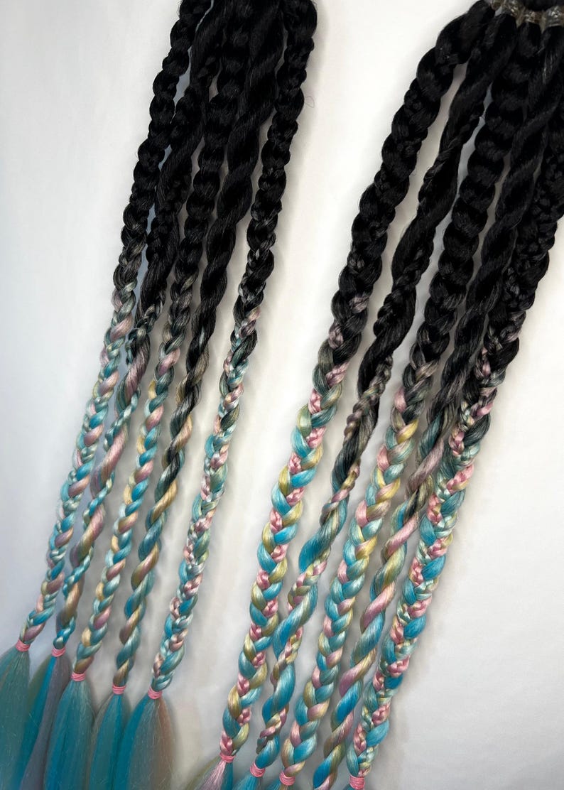 Neapolitan Ice Cream Ombre Braids, Pink Blue Blonde Festival Braids ...