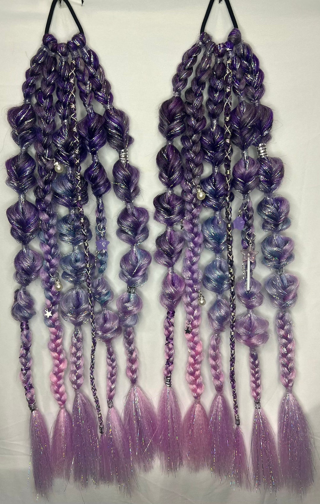 Purple Metallic Braided Ponytail, Purple Braided Extension, Purple ...