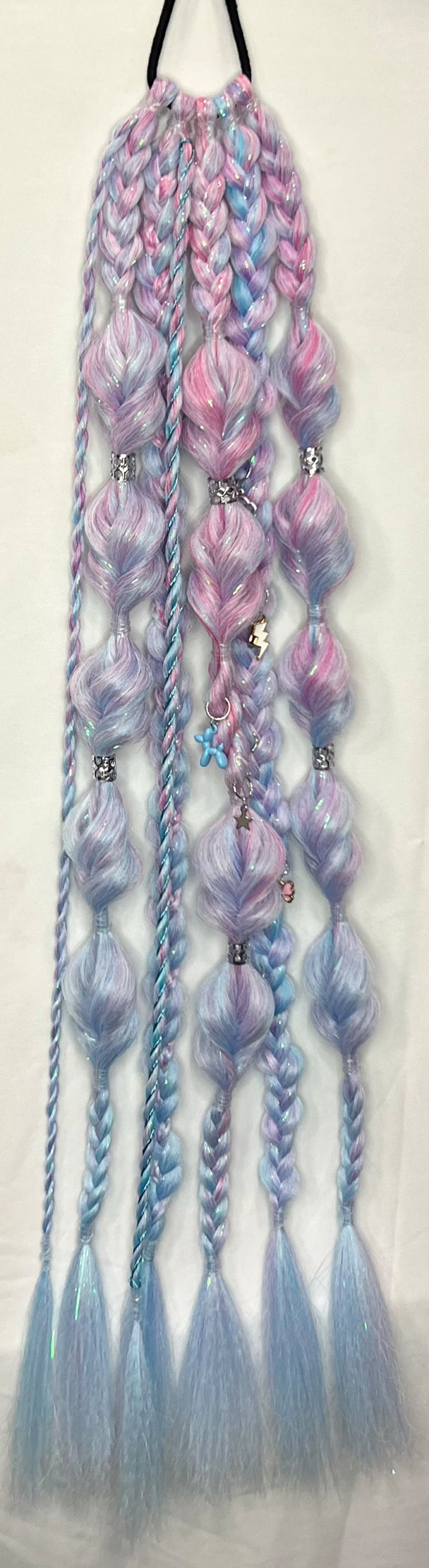 PAIR of Braided Ponytails, Balloon Dog Cotton Candy Festival Hair, Pink ...