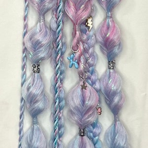 PAIR of Braided Ponytails, Balloon Dog Cotton Candy Festival Hair, Pink ...