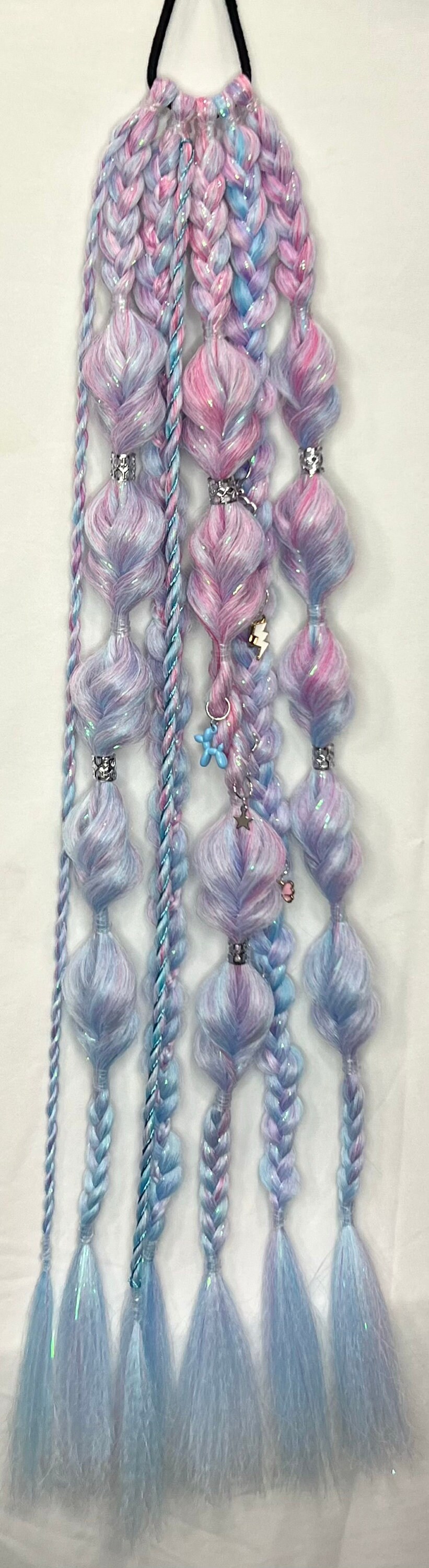 PAIR of Braided Ponytails, Balloon Dog Cotton Candy Festival Hair, Pink ...