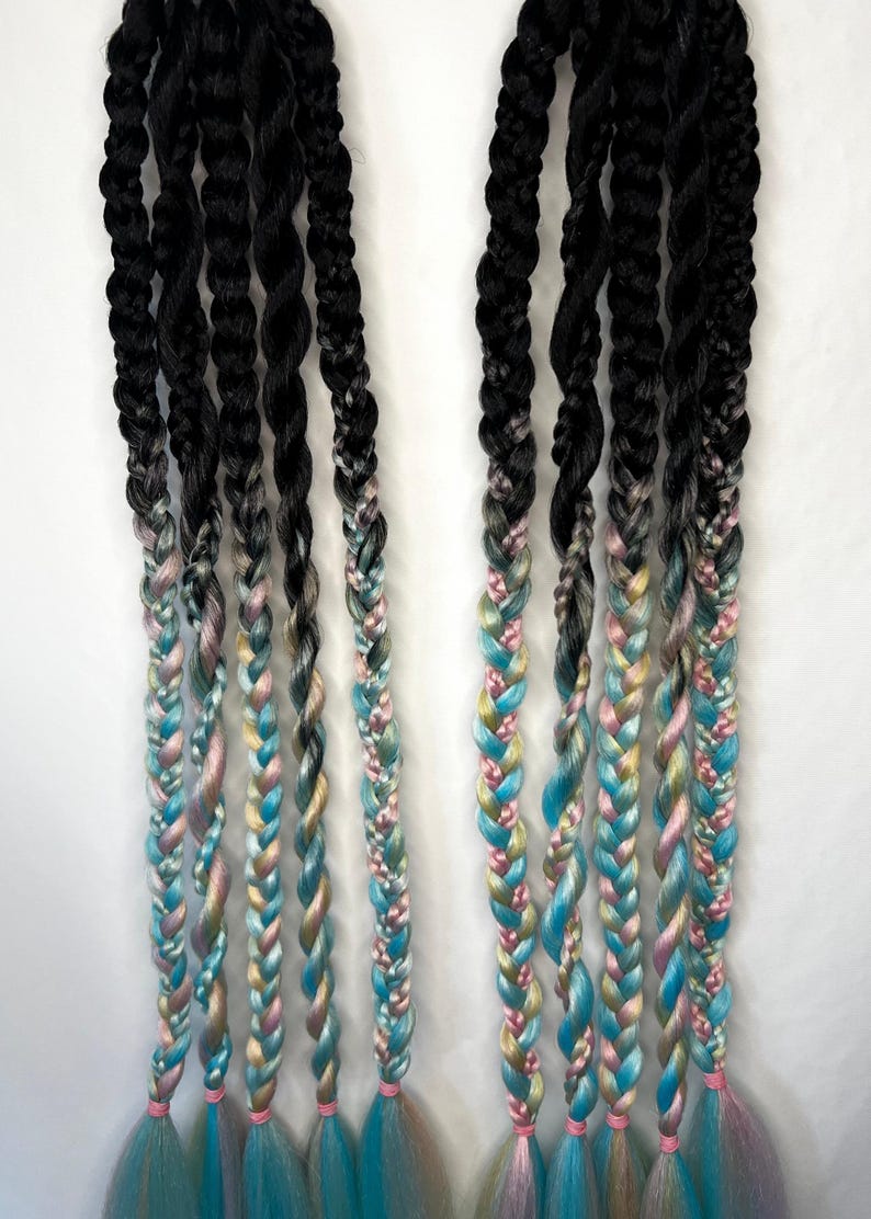 Neapolitan Ice Cream Ombre Braids, Pink Blue Blonde Festival Braids ...