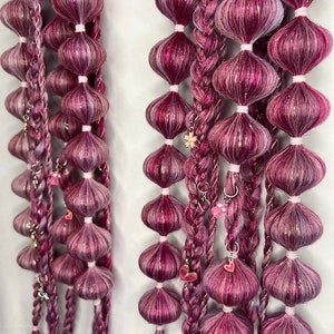 PAIR of Braided Ponytails, Bright Pink Festival Hair, Pink Rave Braids ...