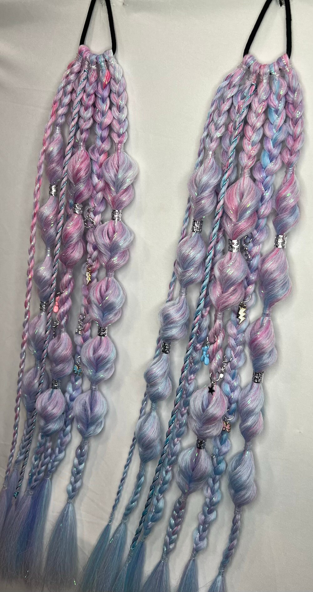PAIR of Braided Ponytails, Balloon Dog Cotton Candy Festival Hair, Pink ...