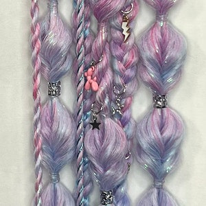 PAIR of Braided Ponytails, Balloon Dog Cotton Candy Festival Hair, Pink ...