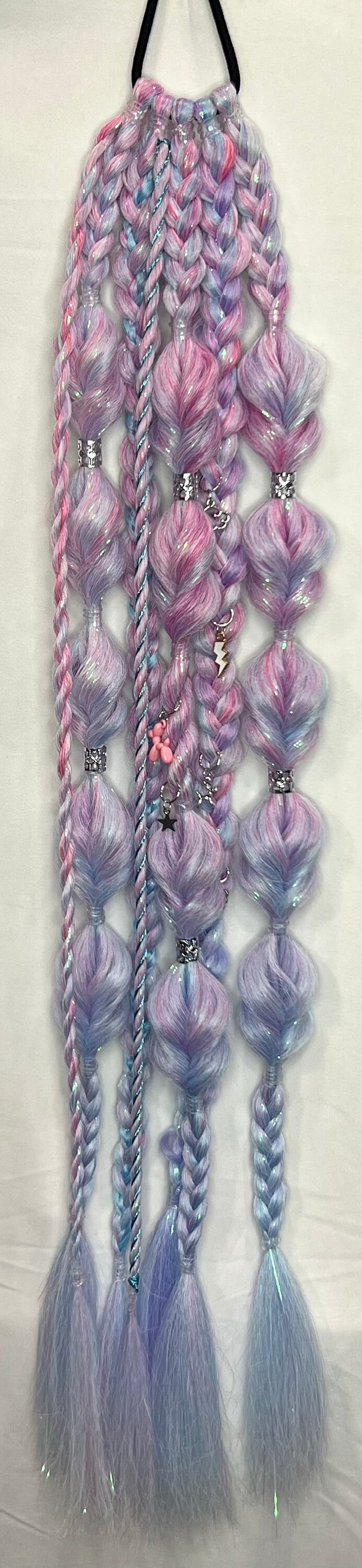 PAIR of Braided Ponytails, Balloon Dog Cotton Candy Festival Hair, Pink ...